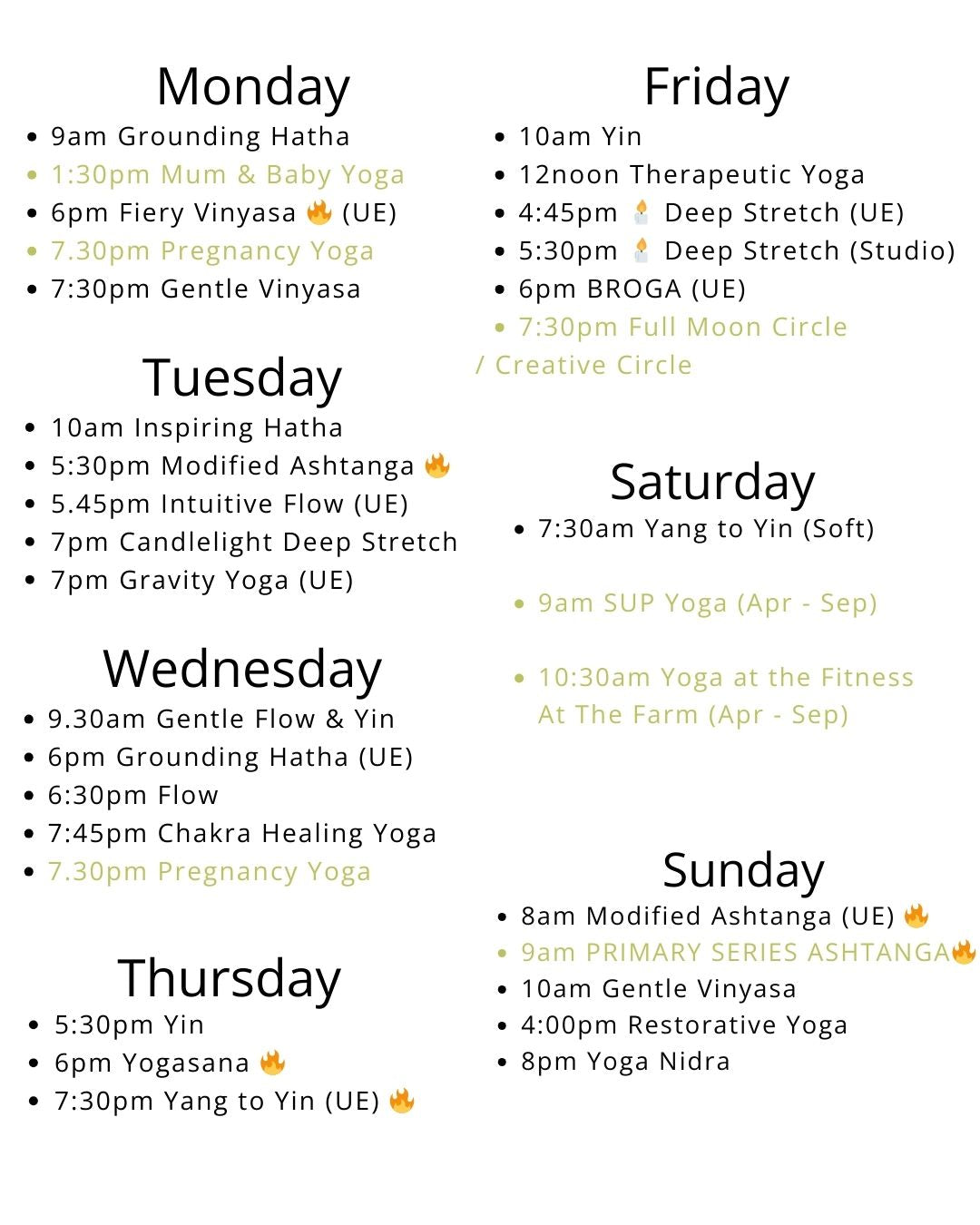 Schedule Class– Yoga by Yogalina