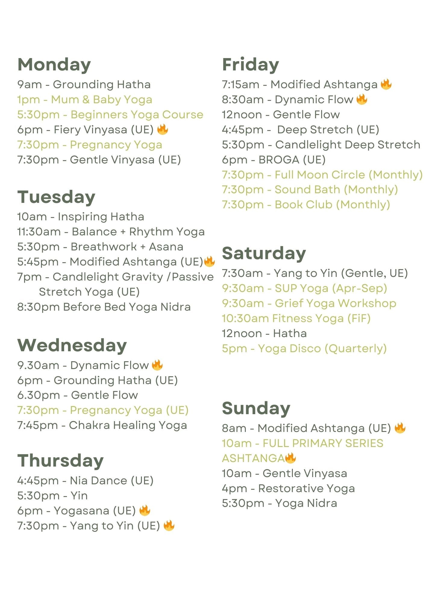 Schedule Class– Yoga by Yogalina